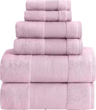 Modern Threads Air Cloud 6-teiliges Handtuch-Set, 100% Baumwolle, 500 g/m&sup2;, schnell trocknend und Pl&uuml;sch, Rosa
