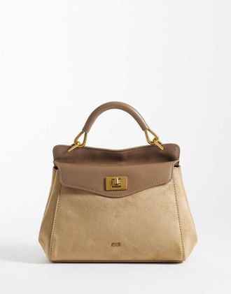 JW PEI Lucia - Klassische Handtasche aus Wildlederimitat in Taupe-Neutral