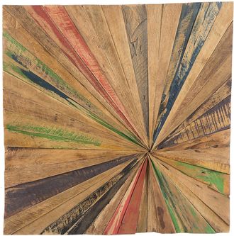 Beliani Wanddekoration Teakholz bunt quadratisch 70 x 70 cm Rustikal Modern Cancun