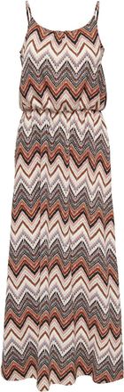 Only Damen Maxi Kleid Winner Tr&auml;gerkleid mit Alloverprint 15177381 Cloud Dancer Arabian Zigzag 36