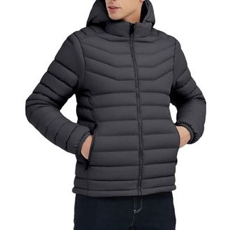 Generic Vestes bouffantes matelassées à capuche pour femmes, grandes et grandes, chaudes, coupe-vent, légères, en coton, rembourrées, chaudes, courtes, doudou