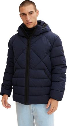 Tom Tailor Herren Puffer Jacke mit Kapuze 1032484, 10668 - Sky Captain Blue, XL