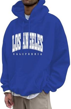 Generic Sweat &agrave; capuche Los Angeles California pour homme - Imprim&eacute; graphique vintage - En coton - Manches longues - Pour homme - Cordon de serrage - Sportif 