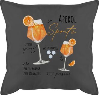 Shirtracer Kissen 50x50 - Karneval & Fasching - Aperol Spritz Rezept I Lustig Geschenk Aperolfan Fanartikel - 50 x 50 cm - Grau - karnevalskissen fasching- rezep