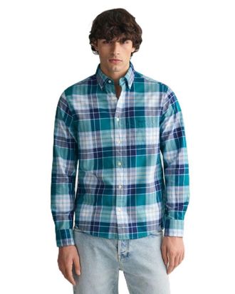 GANT Herren Reg Archive Oxford Check Shirt Hemd mit Button-Down-Kragen, Ocean Turquosie, S