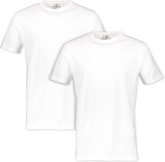 Lerros Herren Rundhals Doppelpack Tshirt, Regular Fit, (2003014), Größe:XXL, Farbe:White (100)