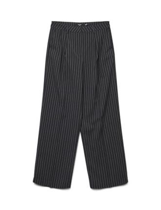 Vero Moda Pantalon Vmrita MW Wide Dad pour Femme, Phantom/Stripes : Blanc Neige Pinstripe, M x 30L