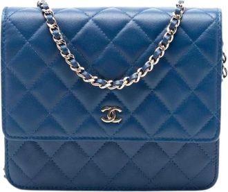 Chanel Pre-owned Quilted Lambskin Wallet on Chain - Femme - Pre-owned - Bleu - Taille: ONE Size