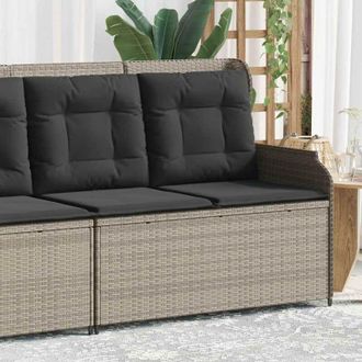 vidaXL Gartenbank Verstellbar mit Kissen Hellgrau Poly Rattan vidaXL955534