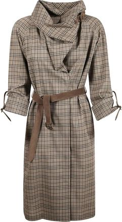 Burberry Femme, Robes, Brun, Taille: 36 FR Robe Chemise en Laine &agrave; Carreaux avec Col Ch&acirc;le