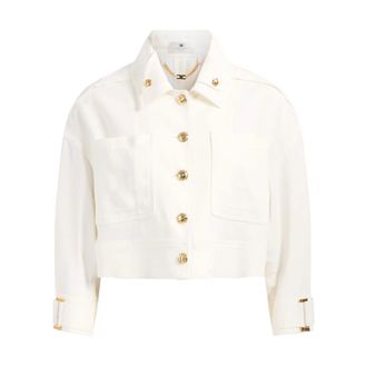 Elisabetta Franchi Femme, Vestes, Blanc, Taille: 42 FR Caban Jacket