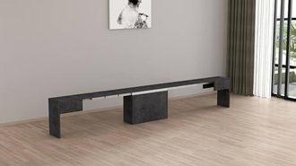 Dmora Bank Ubertino, Sitzfläche für Esstisch, Einzelne ausziehbare Bank, 290x25x45 cm, Schiefer