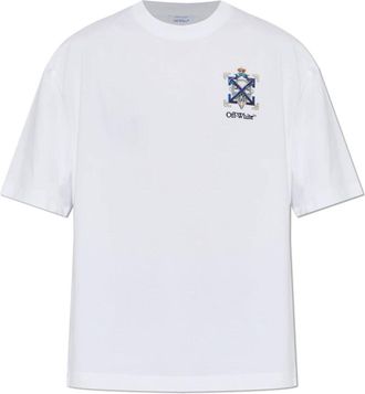 Off-white Homme, Tops, Blanc, Taille: XL T-shirt avec un imprim&eacute; color&eacute; et des paillettes scintillantes
