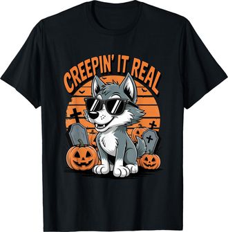 Shinkai Retro-Halloween-Husky Creepin It Real T-Shirt