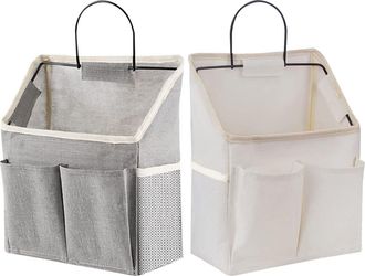 NUOBESTY VALICLUD 2 St&uuml;ck Pack Faltbare Aufbewahrungstaschen zum Aufh&auml;ngen Atmungsaktives Stoffmaterial mit Gro&szlig;em Hauptfach und Seitentaschen f&uuml;r Schlafzimmer