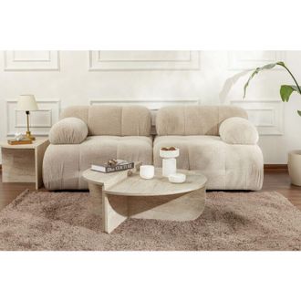 Hanah Home Hanah Home - Lot de 2 tables basses gigognes 90 cm - M&eacute;lamin&eacute; noyer - Dimensions : L90 x P60 x H30 cm - Assemblage simple pour salon moderne