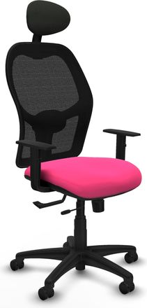 Piqueras y Crespo Drehstuhl mit 1D-Armlehnen, h&ouml;henverstellbare Lendenwirbelst&uuml;tze und festes Kopfteil, ausgestattet mit Syncro/Traslack und Schneideschaum, Schwarz/Ros