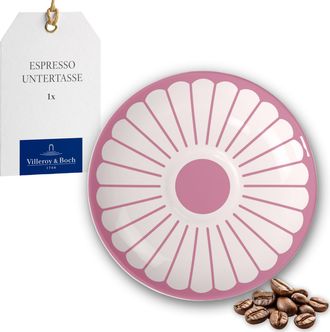 Villeroy & Boch Fleur cassis Espresso-Untertasse pink, Spülmaschinenfest, Mikrowellensicher, Untersetzer für Espressotasse, Kleiner Servierteller, Unterteller Blumenm