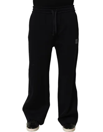 Dolce & Gabbana Dark Blue Relaxed Wide Leg Men Jogger Pants Viscose