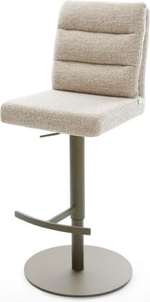 DELIFE Barstuhl Pela-Flex Webstoff Soft Beige Drehfu&szlig; h&ouml;henverstellbar Metall Titanfarben, Barst&uuml;hle