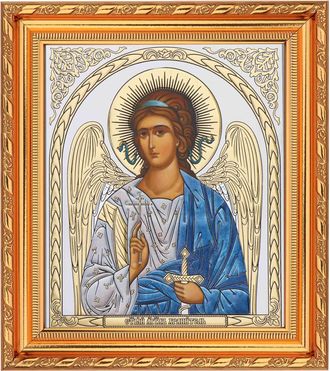 NKlaus Schutzengel - Ikone im Rahmen mit Glas 21x18cm christlich - Ikonografie 13934