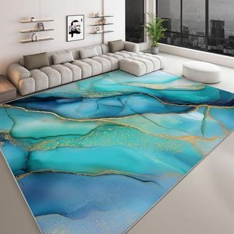 Generic Tapis de Salon Lavable en Machine 140 x 200 cm, Tapis &agrave; Faible Poil Antid&eacute;rapant avec Imprim&eacute; Abstrait Marbre Moderne - pour la Chambre &agrave; Coucher Le B