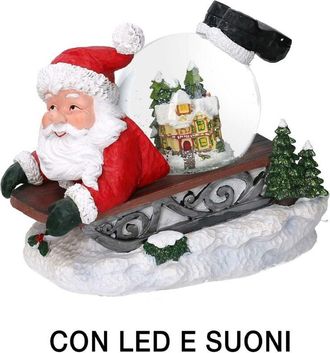 Vacchetti Vacchetti - LED-Glaskugel mit Weihnachtsmann-Schlitten aus Kunstharz mit Musik cm19,5x12,5h18
