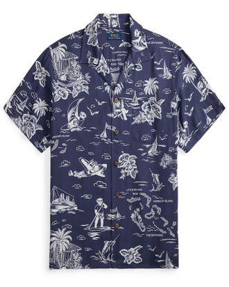 Ralph Lauren Leichtes Kurzarmhemd mit Allover-Print und Brusttasche, Classic Fit in