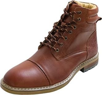 Jamron Homme Bottines Classiques en Cuir Véritable Bottines Chukka Zippées avec Doublure en Flanelle Chaude Marron EU45.5