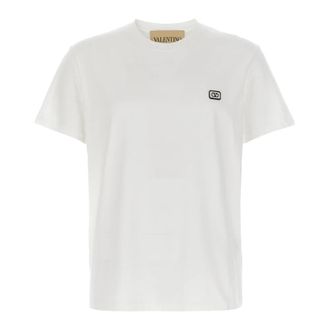 Valentino Garavani Baumwoll-T-Shirt mit VLogo-Patch - - Tops - Herren - Wei&szlig; - XL
