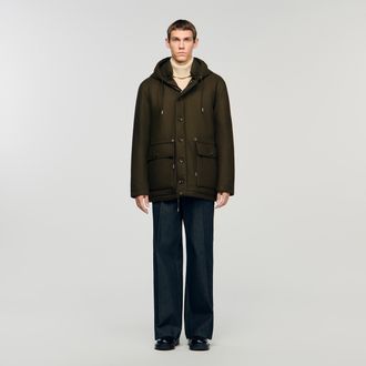 Sandro Parka en laine avec capuche
