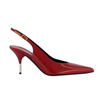 Versace Femme, Chaussures, Rouge, Taille: 37 EU Nyx Leather 80 Slingback Escarpins