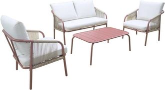 Sweeek Salon de jardin FIORA en acier. 4 personnes Terracotta / Beige