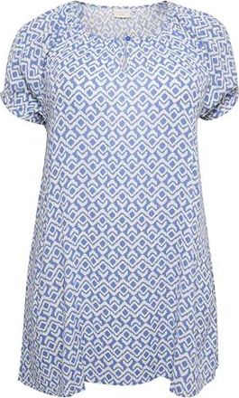 Kaffe Curve Plus-Size Womens Tunic Short Sleeves Round Neck Printed Casual Fit