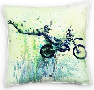 Paul Sinus Art Motocross Jumps Deko Kissen Bezug 40x40cm für Couch Sofa Lounge Zierkissen - Dekoration zum Wohlfühlen