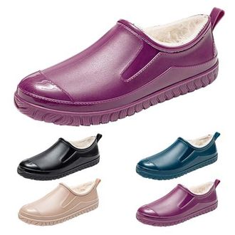 Generic Wellington Bottes de pluie &agrave; enfiler pour femme avec bottes en caoutchouc doubl&eacute;es en peluche - Chaudes et confortables - Imperm&eacute;ables, antid&eacute;rapantes