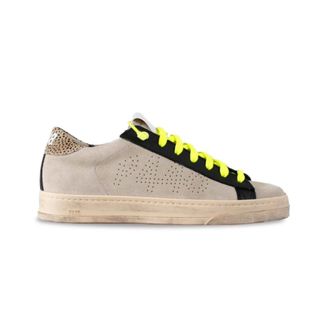 P448 Beige Sneakers mit Schwarzen Details und Fluoreszierenden Schn&uuml;rsenkeln - - Shoes - Damen - Beige - 36 EU