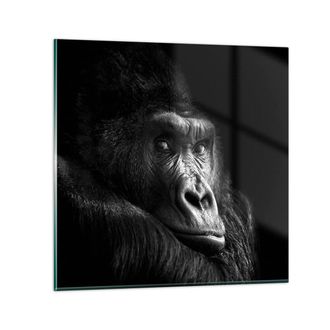 Arttor Bilder auf Glas 40x40cm Glasbild Affe Gorilla Portr&auml;t Klein Wanddeko Bild im Glas Schlafzimmer K&uuml;che Deko Wandbilder Dekoration Wohnzimmer Modern Wall