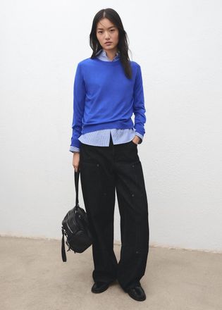 Mango Feinstrickpullover mit Rundhals elektrischblau - Damen - XXS - MANGO