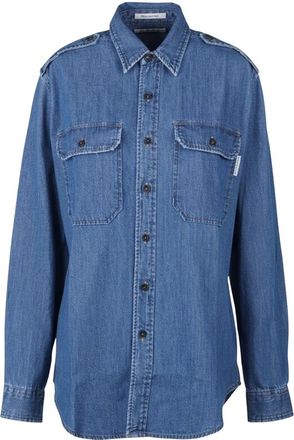 Roy Rogers Femme, Blouses et Chemises, Bleu, Taille: 42 FR Military Shirt