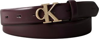 Calvin Klein Damen G&uuml;rtel Buckle 3,0 cm mit Monogramm-Schnalle, Braun (Fudge/Antique LiGht Gold), 90 cm
