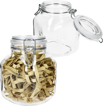 MamboCat 2er Set PRIMA luftdichte Vorratsgl&auml;ser eckig I 2L I Glasdosen mit Drahtb&uuml;gelverschluss I ideal zum Einmachen, Fermentieren & Aufbewahren