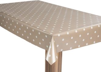 Laro Wachstuch-Tischdecke Wachstischdecke Gartentischdecke Punkte Beige Metallic, Muster:Punkte Beige Metallic, Größe:140x140
