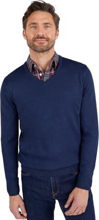 Damart Pull Classique Encolure V avec Laine Homme Bleu Taille XL (110-117)