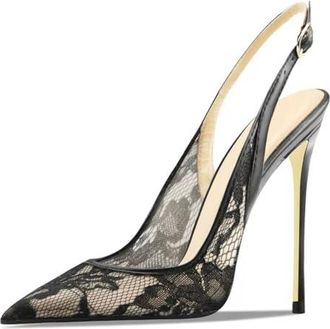 Generic Talons Aiguilles en Dentelle Maille Grande Taille Femme Bout Pointu Compens&eacute;s &Eacute;l&eacute;gants Escarpins de Mari&eacute;e pour la Mari&eacute;e Bureau et F&ecirc;te,Black10cm,43 