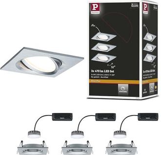 Paulmann 93680 Spot encastr&eacute; LED Nova Plus carr&eacute; orientable incl. 3x6,8 watts gradable projecteurs encastr&eacute;s alu spot alu lampe encastr&eacute;e 2700 K
