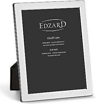 Edzard Cadre Photo Salerno, argenté Noble, résistant au ternissement, pour Photo 15 x 20 cm