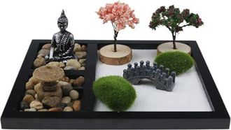 Generico Desktop Zen Garden, Zen Garden pour bureau | Kit dartisanat japonais japonais miniature | Table M&eacute;ditation Zen D&eacute;coration artistique pour affaires, tr