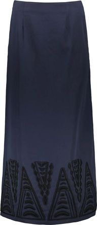 Yves Salomon jupe longue à broderies - Bleu