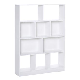HOMCOM B&uuml;cherregal M&ouml;bel mit 4 Ebenen mit 10 F&auml;chern, Mehrzweckregale f&uuml;r B&uuml;cher, Pflanzen, 100 x 23,8 x 140 cm, Wei&szlig;